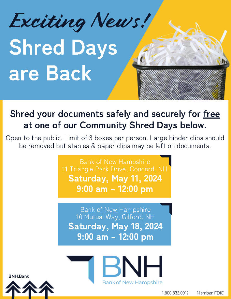 BNH Hosts Free Community Shred Days - Bank of New Hampshire